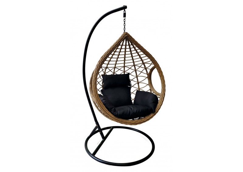 ΠΟΛΥΘΡΟΝΑ ΚΡΕΜΑΣΤΗ ΜΕΤΑΛΛΙΚΗ ΜΑΥΡΗ - WICKER ΦΥΣΙΚΟ