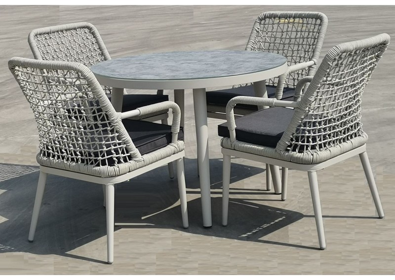 ΤΡΑΠΕΖΙ ΣΕΤ ALU - ROPE GREY ΜΕ 4 ΠΟΛΥΘΡΟΝΕΣ