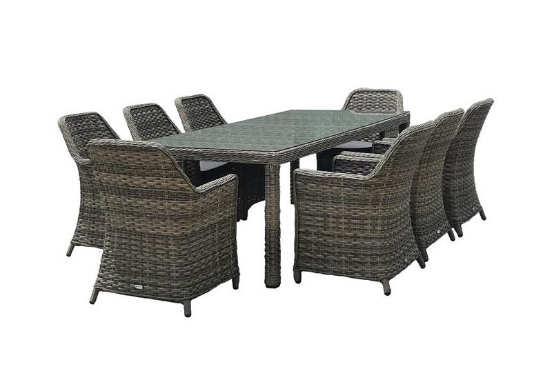 ΤΡΑΠΕΖΙ ΣΕΤ ALU - WICKER GREY BROWN ΜΕ 8 ΠΟΛΥΘΡΟΝΕΣ
