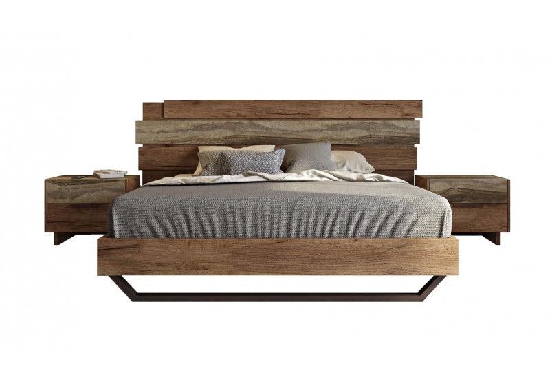 ΚΡΕΒΑΤΙ ΔΙΠΛΟ LIGHT BROWN RUSTIC OAK ΓΙΑ ΣΤΡΩΜΑ 160Χ200