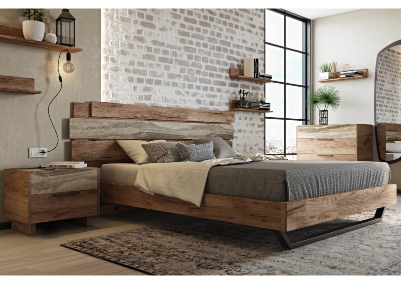 ΚΡΕΒΑΤΙ ΔΙΠΛΟ LIGHT BROWN RUSTIC OAK ΓΙΑ ΣΤΡΩΜΑ 160Χ200
